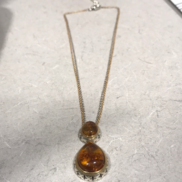 Brighton | Jewelry | Brighton Bernstein Necklace Goldsilv Amber Nwt ...